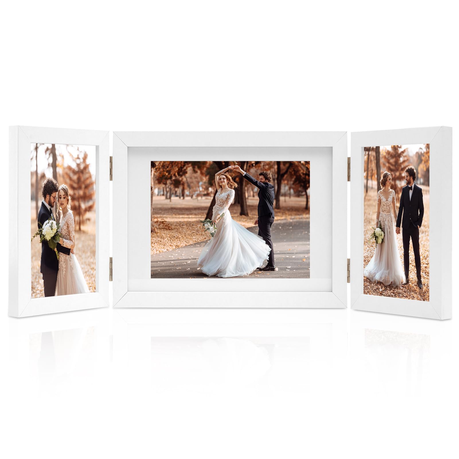 DECOCIAGA Hinged 3 Picture Frame 4x6 & 5x7 Folding Collage Photo Frames ...