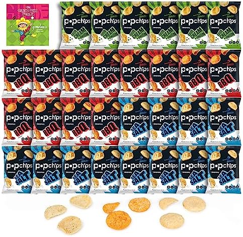 Pop Chips Variety Pack – 30 Pack Snack Box – 12 BBQ, 12 Sea Salt, and 6 ...