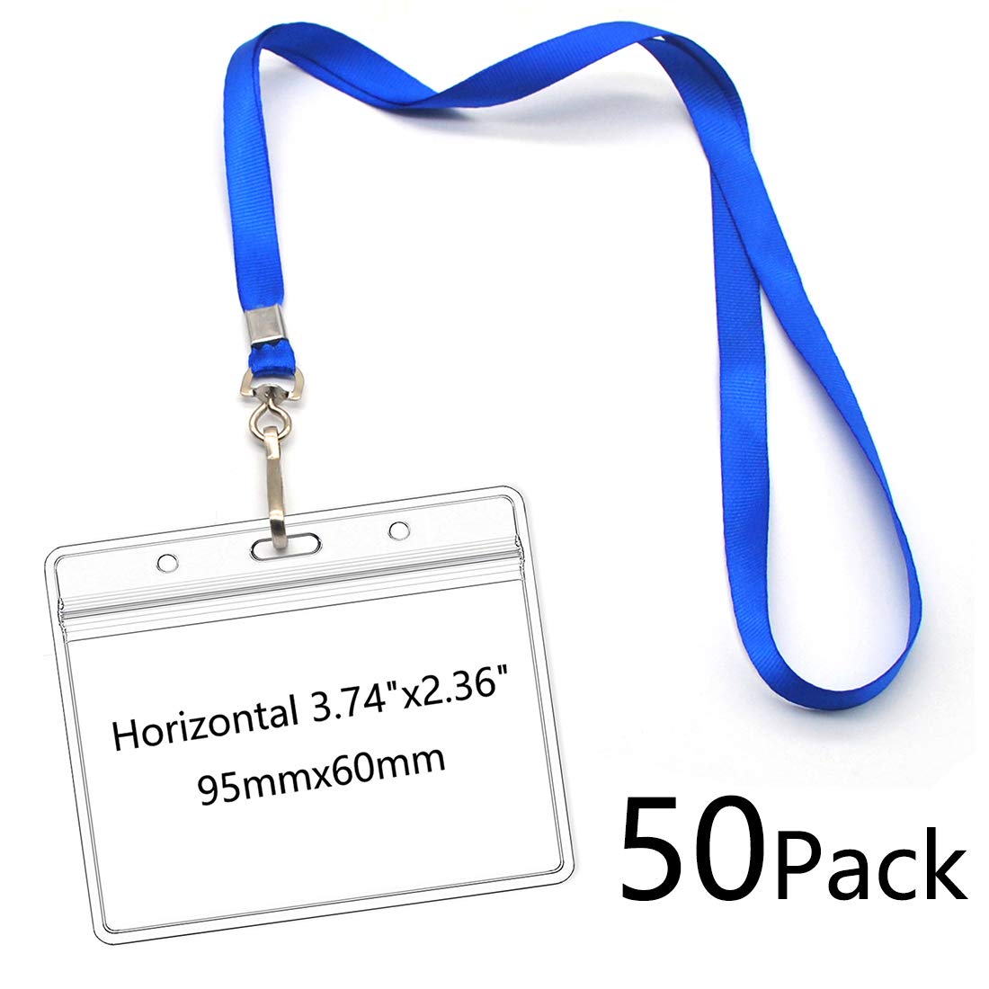 Waterproof Name tag Badge Holders with Neck Lanyard Swivel J-Hook Clip ...