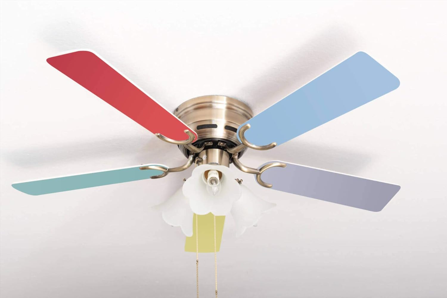 Extra flat ceiling fan Kisa Multicolor antique brass with lighting ...