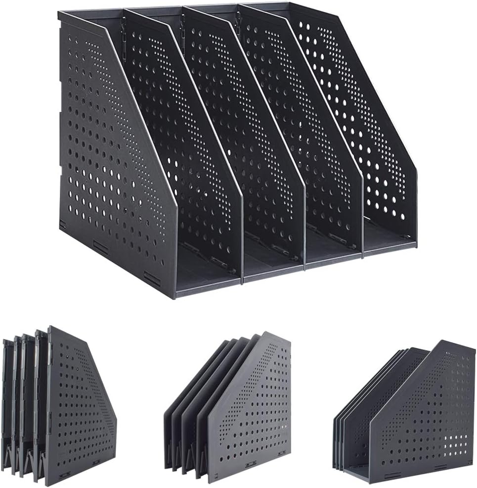 SAYEEC Collapsible Magazine Holder Plastic Desktop Vertical 4 ...