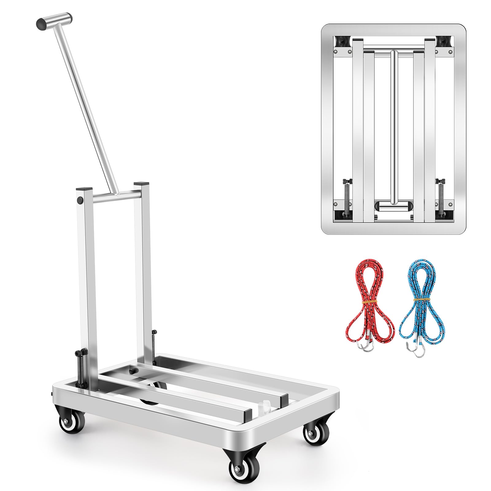 Mua Folding Stainless Steel Hand Truck, Adjustable Handle Utility Cart ...