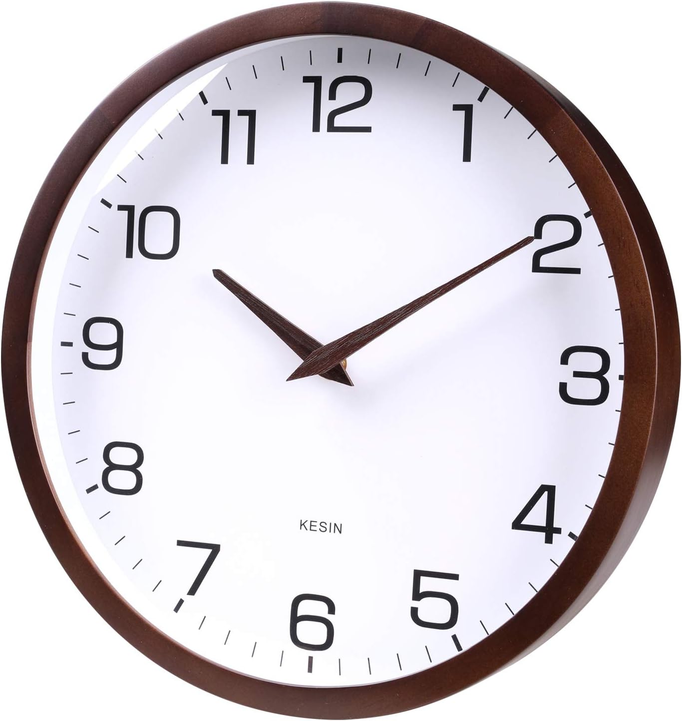 Amazon.com: Kesin 12 Inch Wooden Round Silent Modern Wall Clock Battery ...