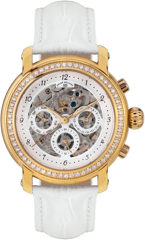 André Belfort Automatic Watch Analogue Display and Leather Strap 410256 ...