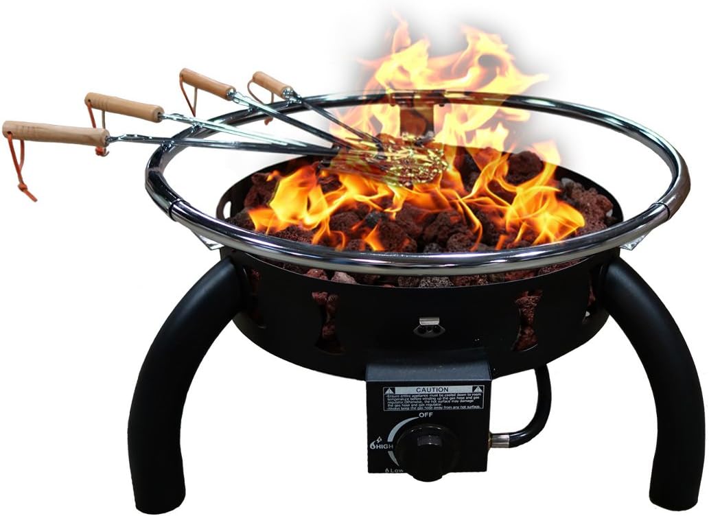 Amazon.com: 18-inch Propane Fire Pit 55,000 BTU Outdoor Round Sturdy ...
