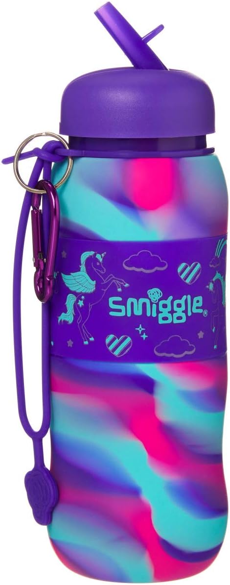 Smiggle BPA Free Super Silicone Roll-Up Water Drink Bottle with 600ml ...