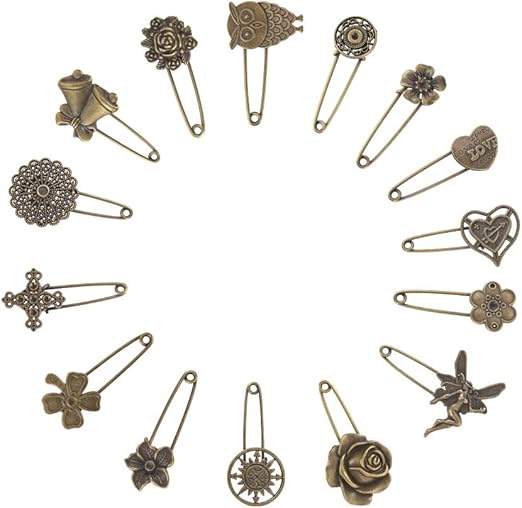 NBEADS 15 PC Retro Spilla A Forma di Spilla in Lega Vintage A Forma ...