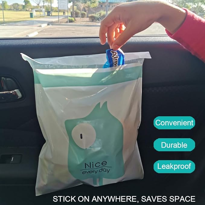 Amazon.com: EASY STICK-ON DISPOSABLE CAR TRASH BAG | LEAKPROOF ...