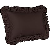 Amazon.com: Brown Satin Ruffled Pillow Sham, Standard: Home & Kitchen