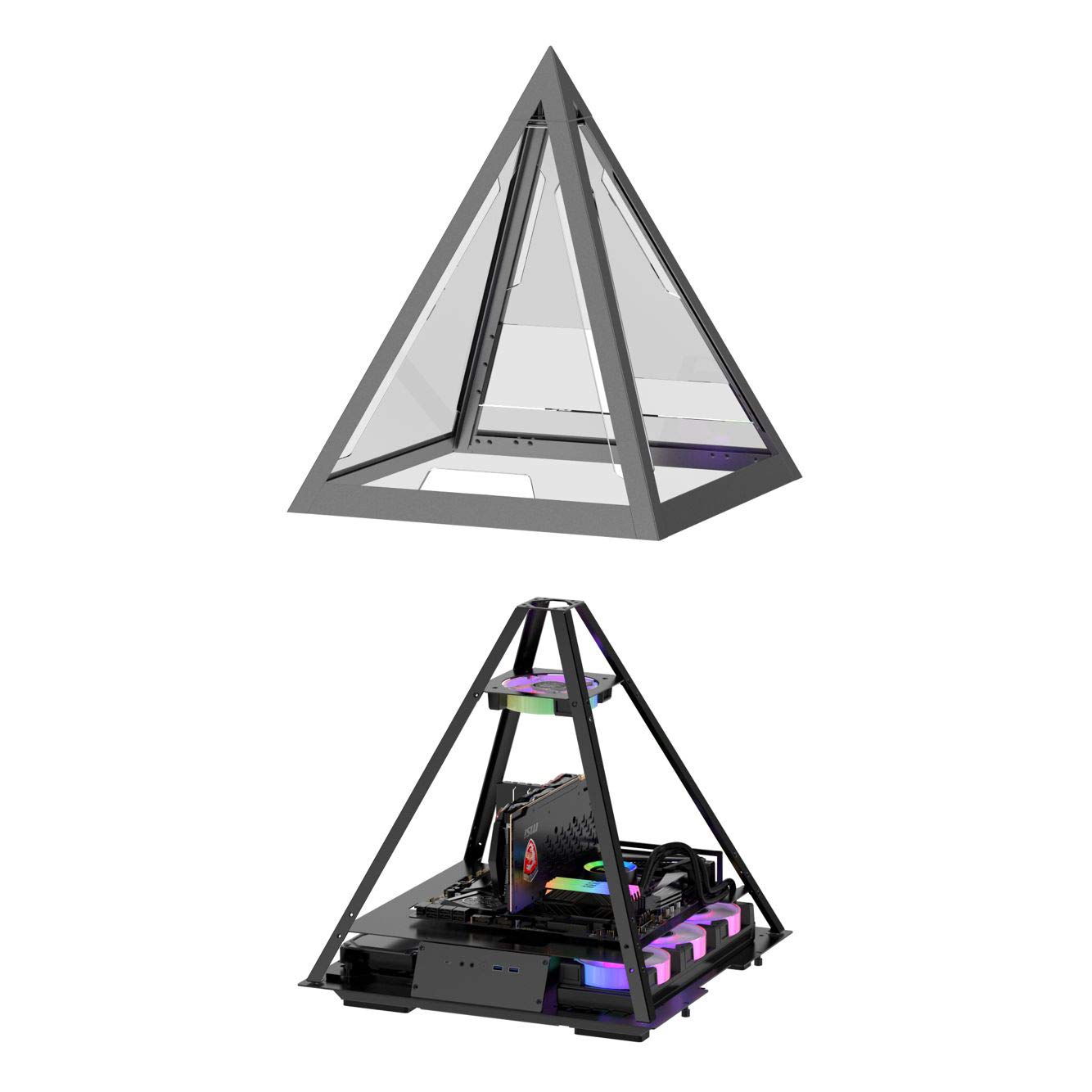 Mua Azza CSAZ-804V Pyramid Innovative PC Case W/RGB Fan, Black trên ...