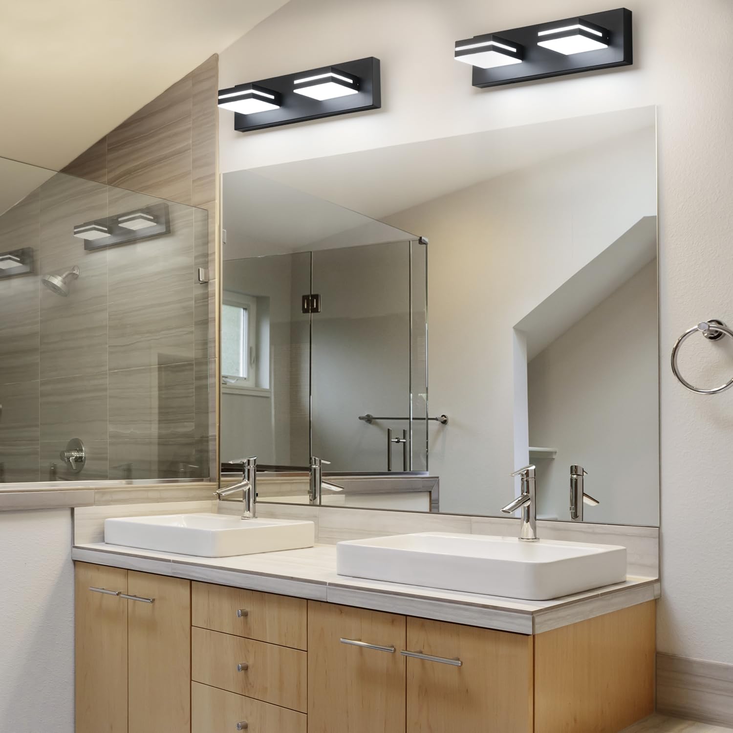 SineRise LED Modern Bathroom Vanity Light Fixtures (2-Light, 15.5-Inch ...