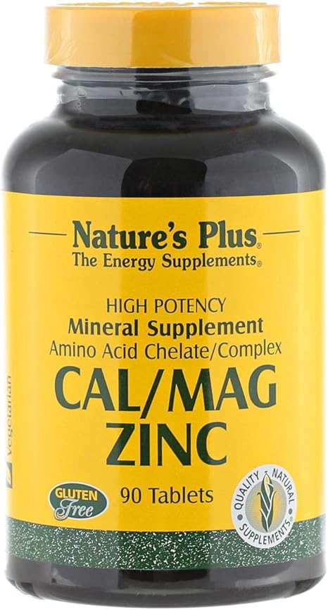 Nature's Plus Cal, Mag, Zinc Amino Acid Chelate 90 Tabs, 1000, 500, 75 ...
