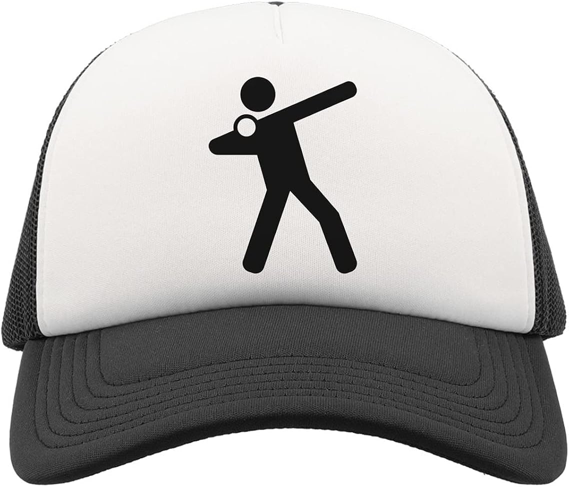 Shot Put Sports Stick Figure Graphic Half Mesh Trucker Cap Baseball Hat ...