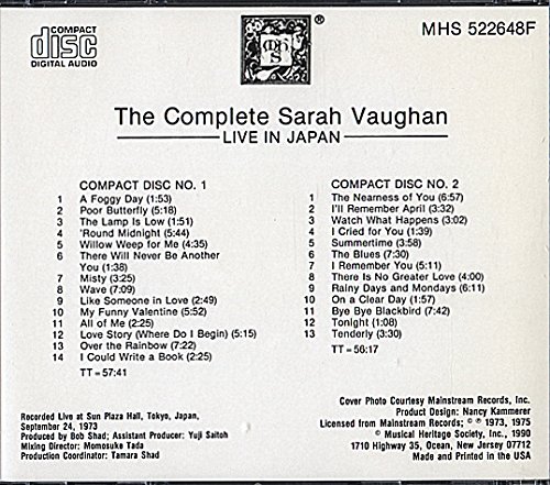 The Complete Sarah Vaughan: Live In Japan | My Promo Pool