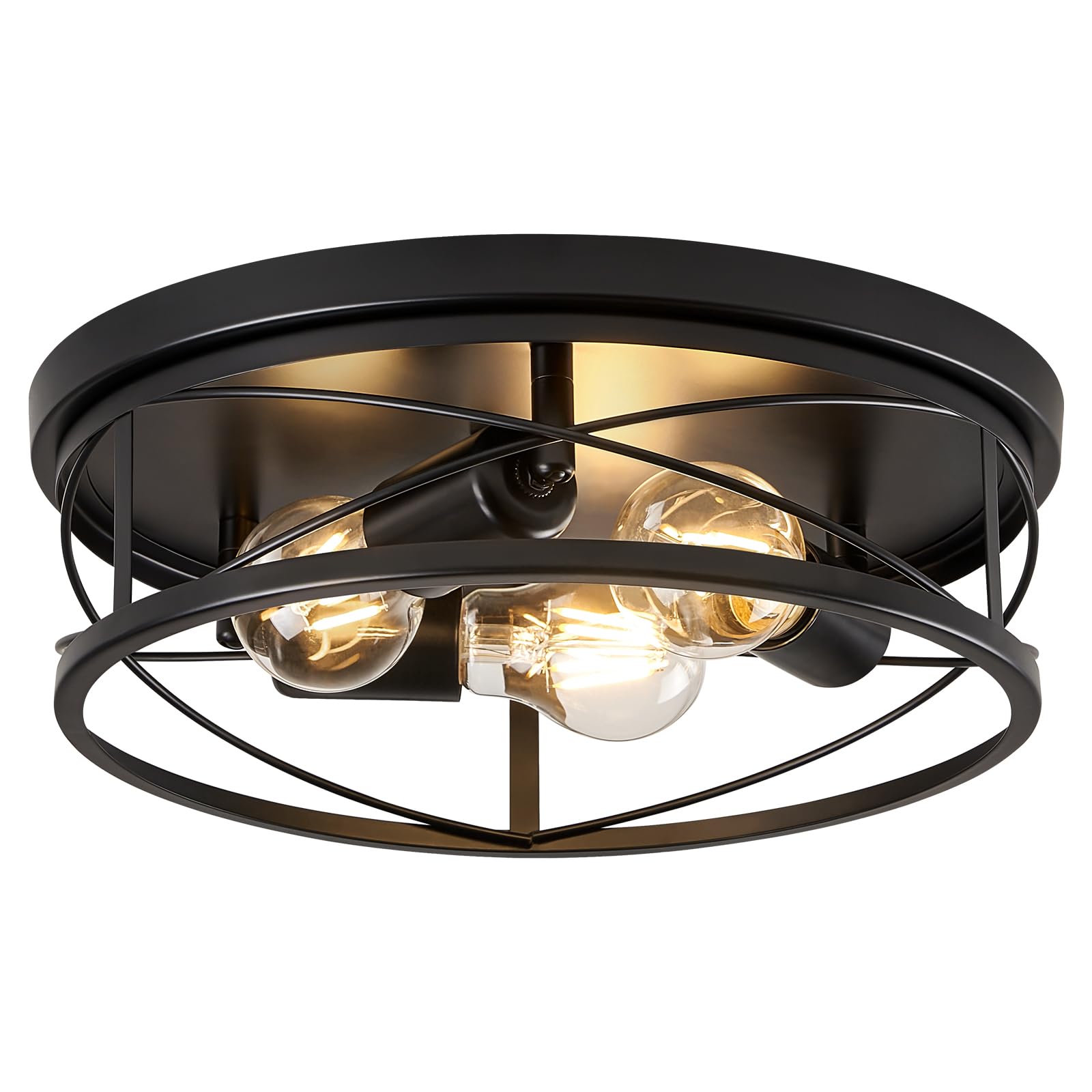 VIOLOEMI Farmhouse Light Fixtures, Black Round Metal Flush Mount ...