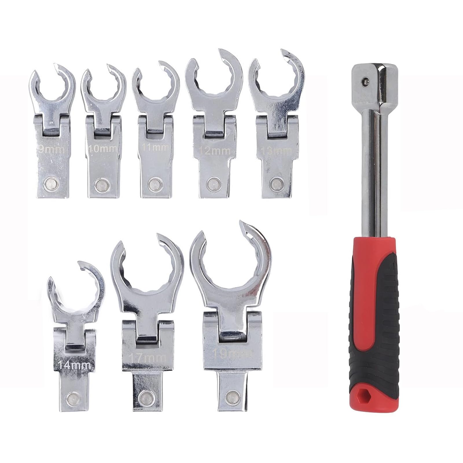 Mefape 9PCS Brake Line Ratchet Wrench Set, Flex Head Ratcheting Wrench ...