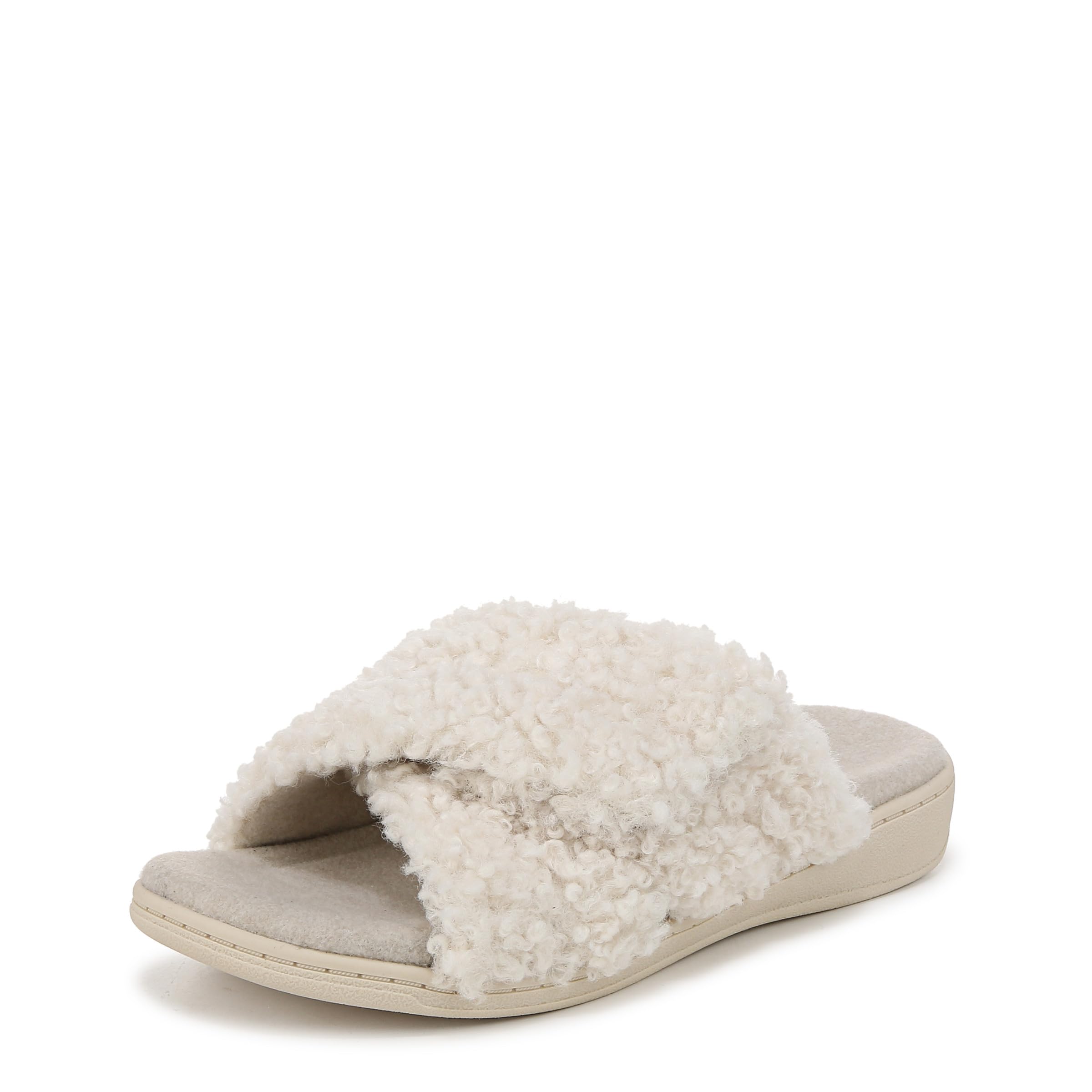VIONIC Women's Relax Ii Slides Mary Jane Flat, Cream White Fabric, 9 ...