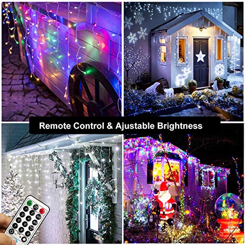 Icicle Christmas Lights, 2 in 1 Multicolor & White Color Changing ...