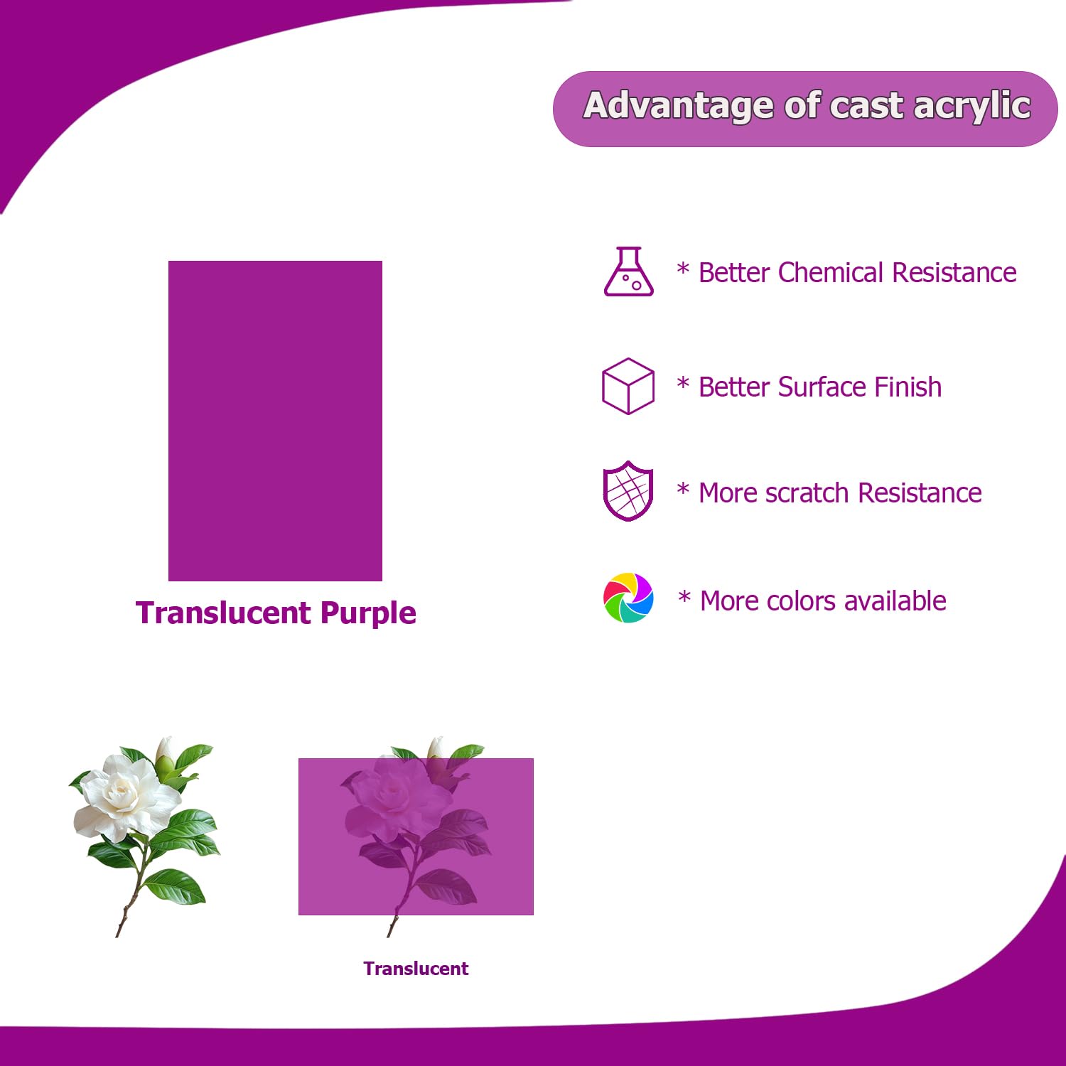 Eszeoee 2 Pack 8'' X 12'' Translucent Purple Acrylic Sheet, 3mm Thick ...