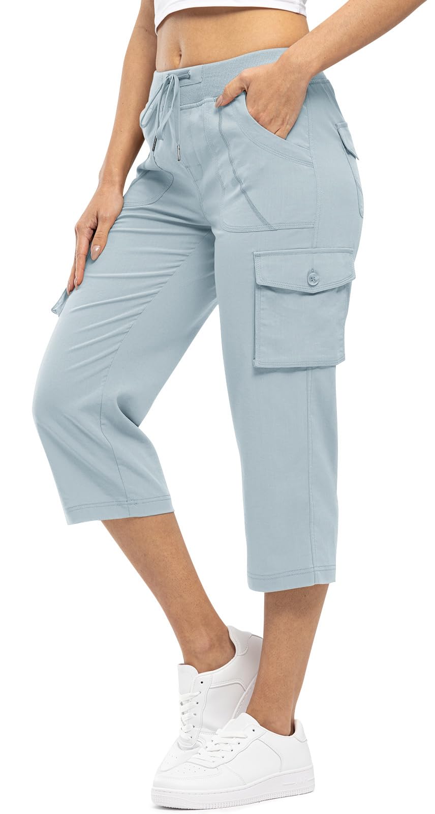 Rdruko Capri Pants for Women Lightweight Hiking Travel Casual Summer ...