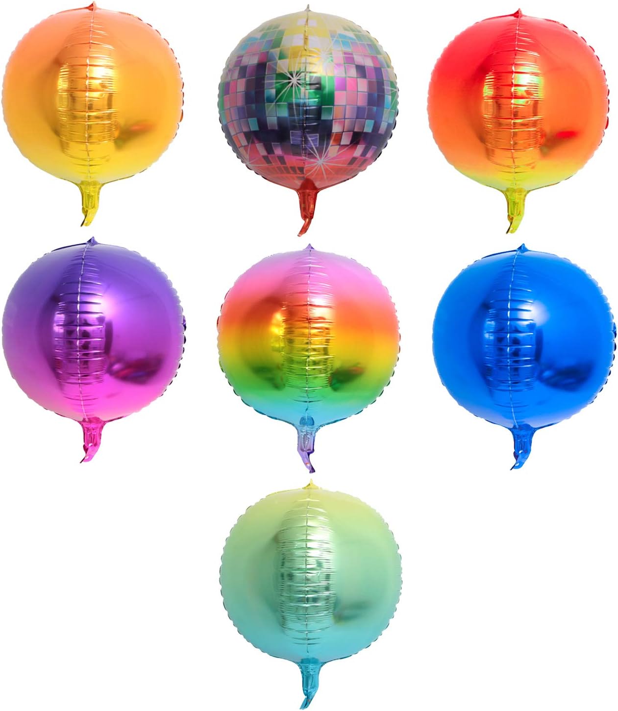 PartyWoo Ombre 4D Balloons, 7 pcs 22 Inch 4D Disco Ball Balloon, Giant ...