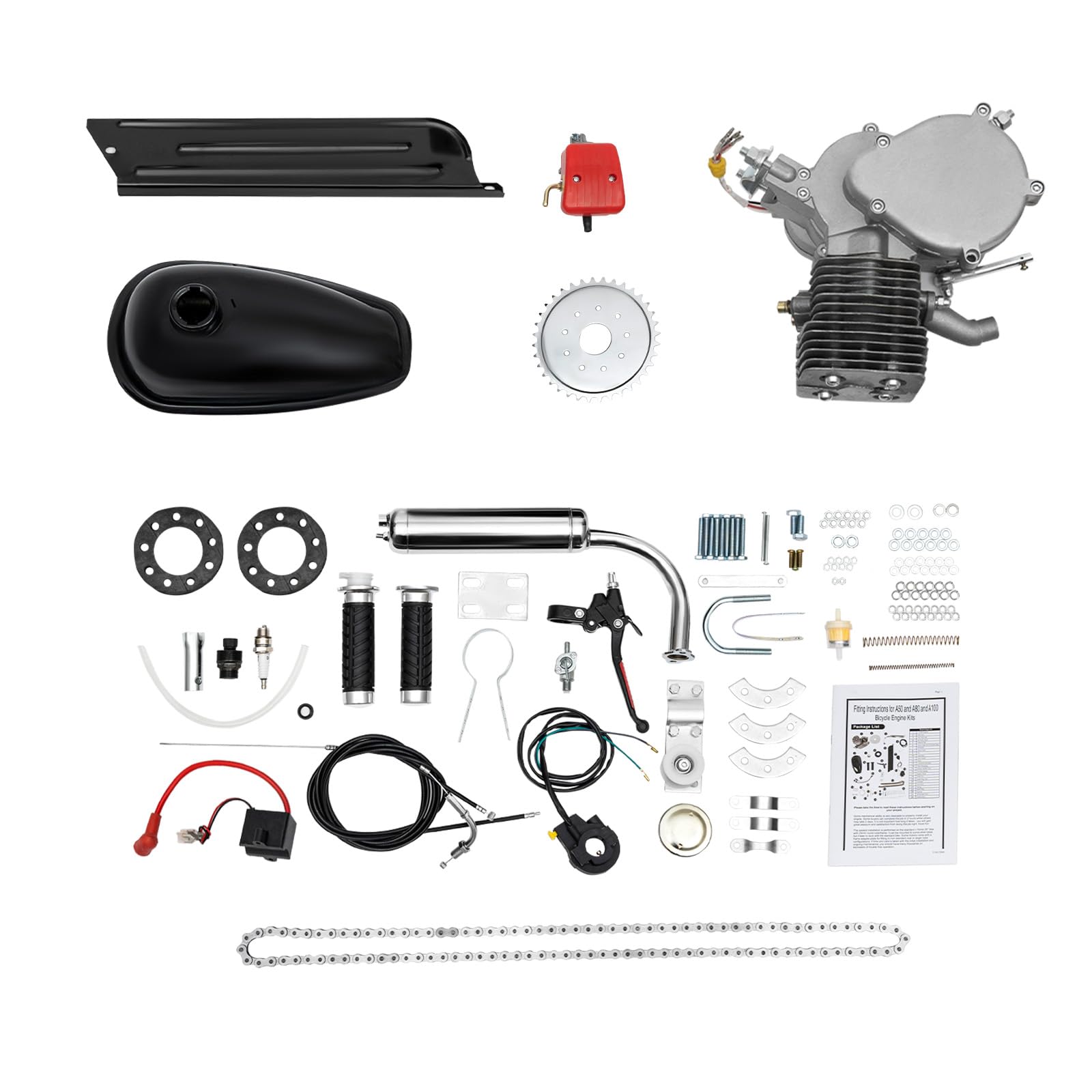 100cc 2 Stroke Engine Kit 100cc Motorized Bicycle 4Stroke Gas Motor ...