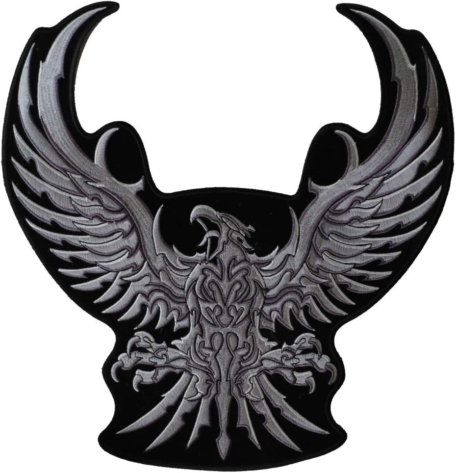 Amazon.com: Silver Screaming Eagle with Raised Wings Large Back Patch ...