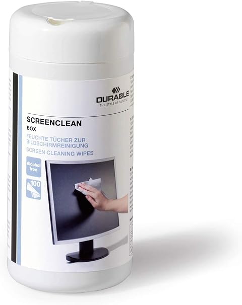 DURABLE SCREENCLEAN Tub of 100 Alcohol-Free Screen Clean Wipes for ...