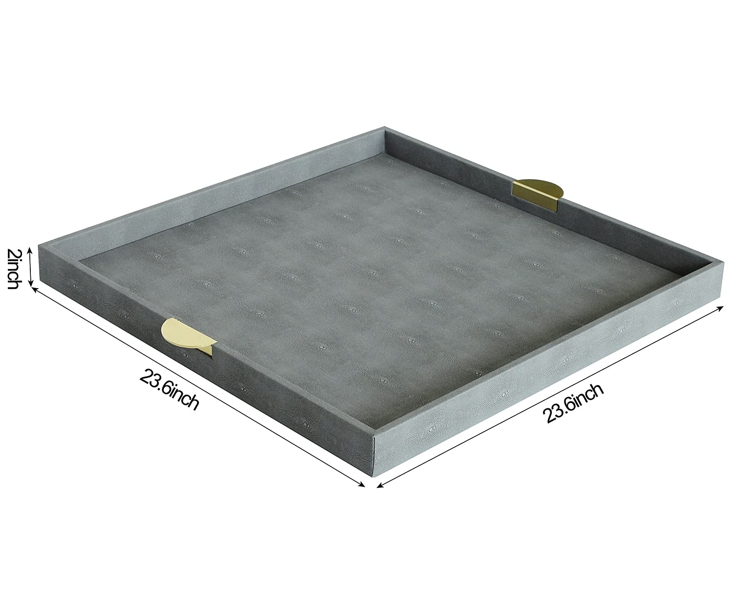 Extra Large Square Serving Tray, Elegant Faux Leather Ottoman Tray with ...