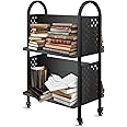 Amazon.com: Rolling Library Book Cart – Moveable Book Organization ...