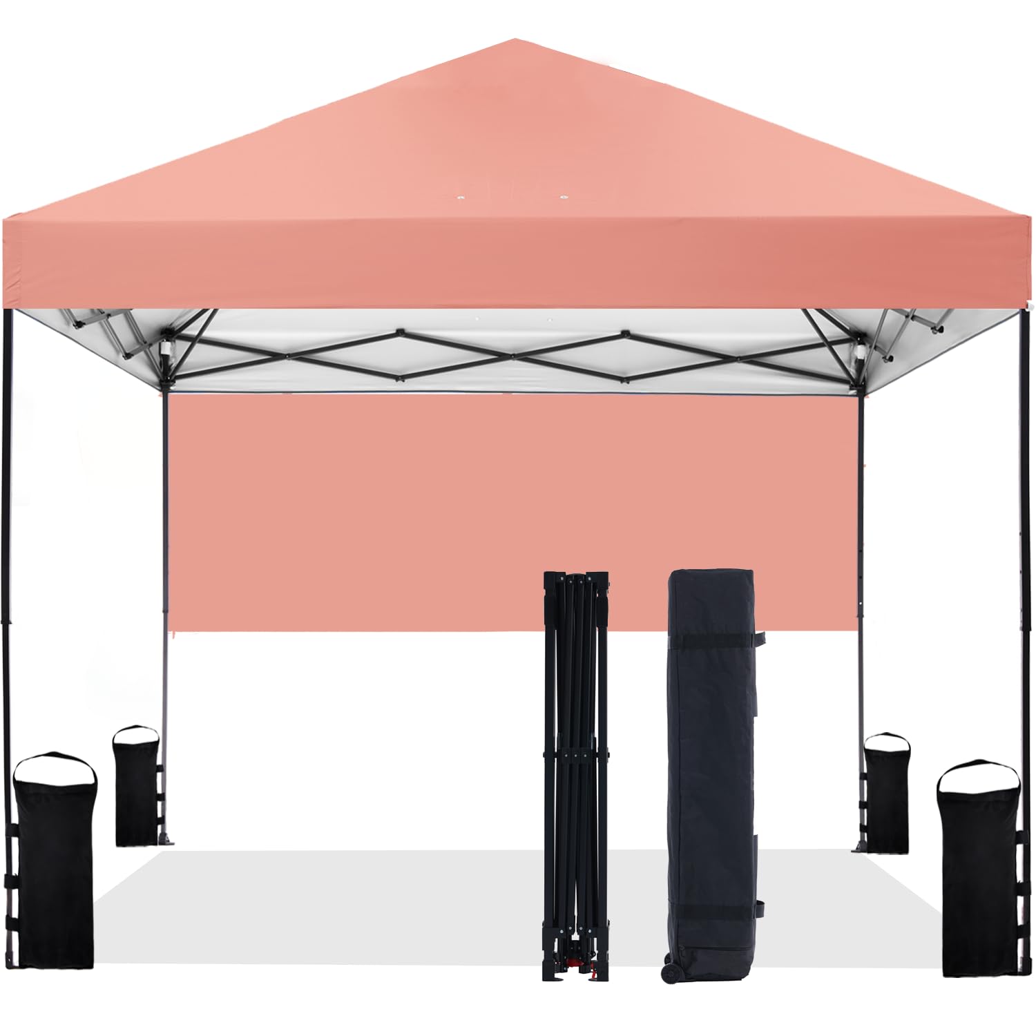 Tunbne 10'x10' Pop Up Canopy Tent with Half Sidewall Outdoor, Easy ...