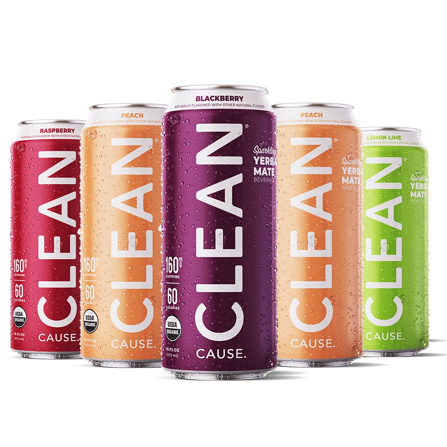 CLEAN Cause Low Calorie Variety Pack USDA Organic Sparkling Yerba Mate ...