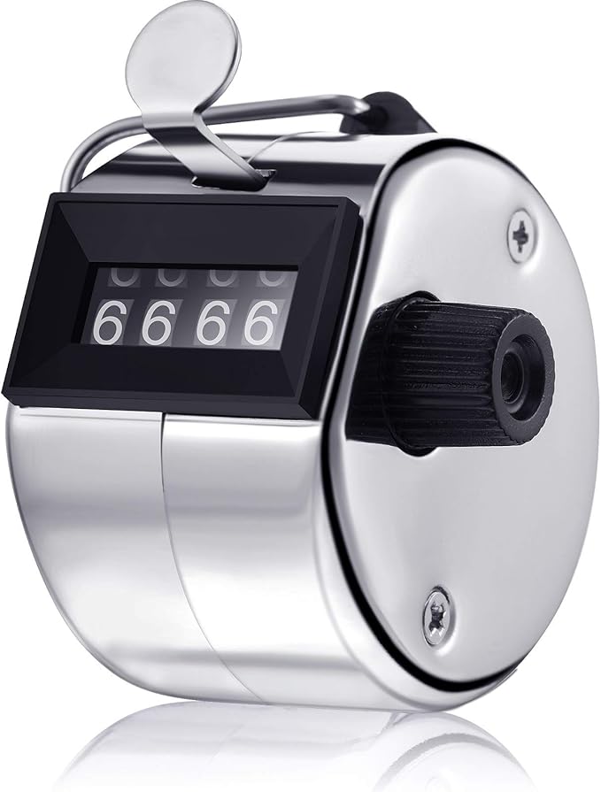 4 Digit Hand Tally Counter Manual Counter Metal Mechanical Palm Counter ...
