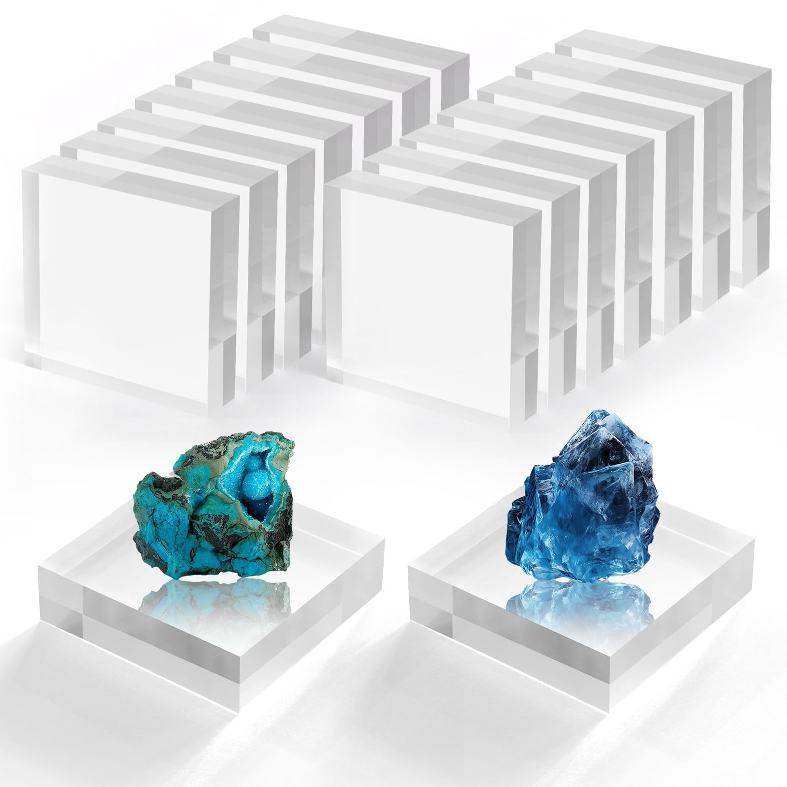 SAMYUCHO Acrylic Blocks 3 X 3 X 1 Inch 16 Pcs Acrylic Base Stand for ...