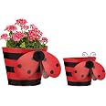 Amazon.com: BAYN Set of 2 Ladybug Wall Hanging Planter Decor Art, Metal ...