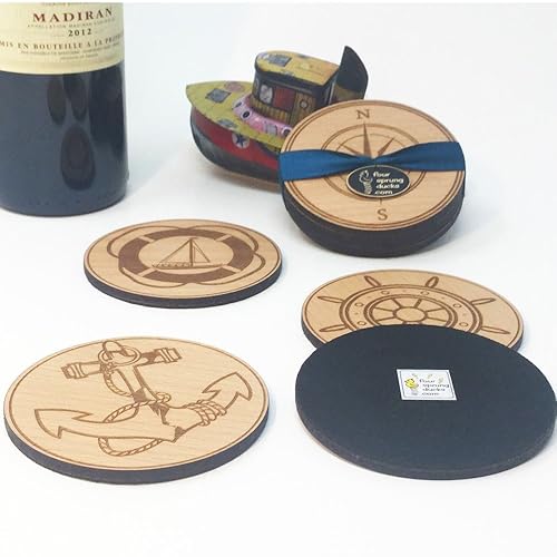 Set of 4 nautical themed Coasters gift. Marine theme coaster set of 4 ...