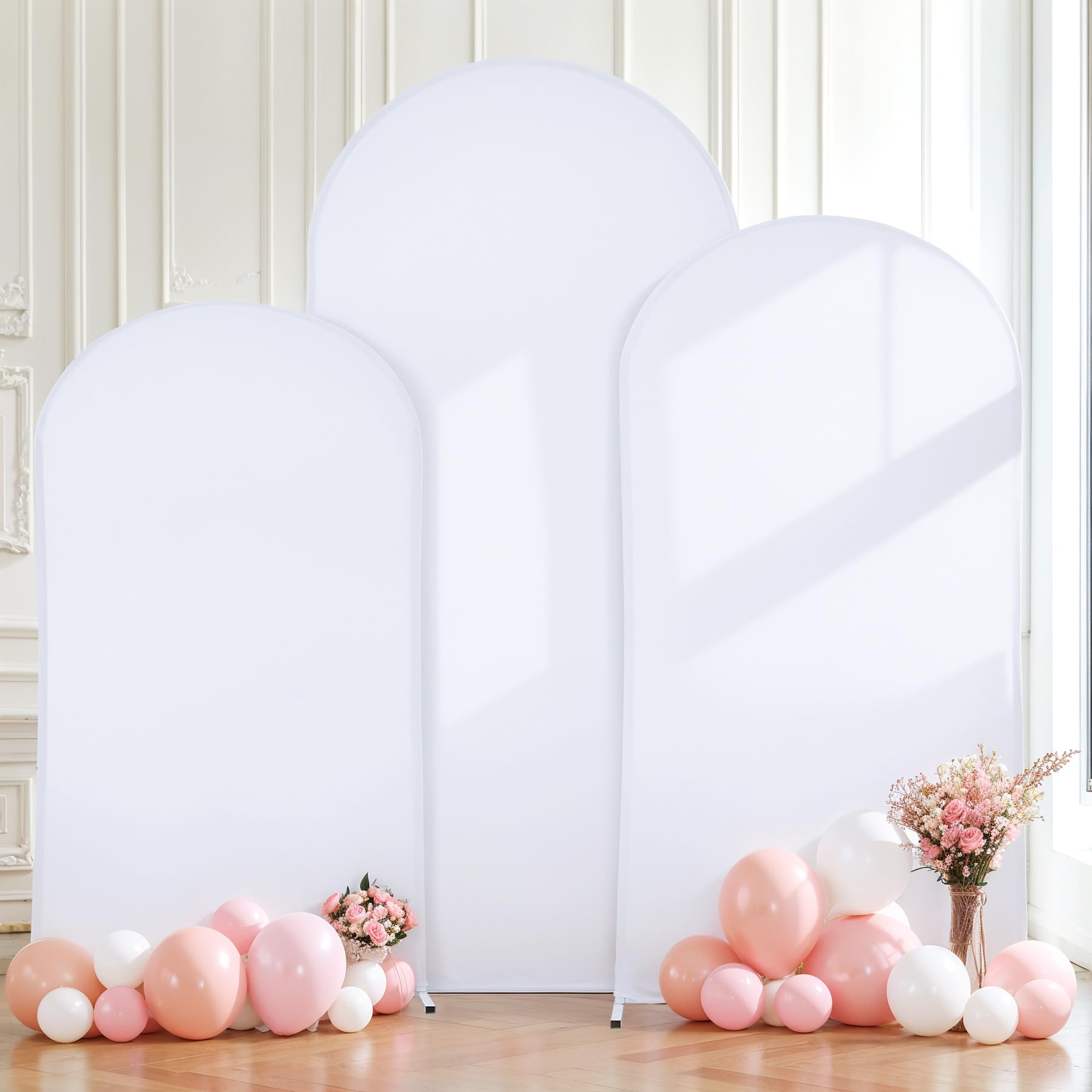 PARTISKY White Arch Backdrop Covers, Set of 3 Arch Backdrop Covers ...