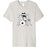 Amazon.com: Cat Drummer Funny Band Playing Kitty Punk Rockstar Kitten T ...