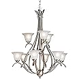 Kichler Dover 37" 9 Light 2 Tier Chandelier with Etched Seeded Glass in ...
