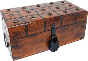 Amazon.com: Nautical Cove Treasure Chest Wooden Box with Antique Iron ...