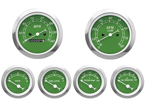 MOTOR METER RACING 6 Gauge Set Classic with Mechanical Speedometer ...