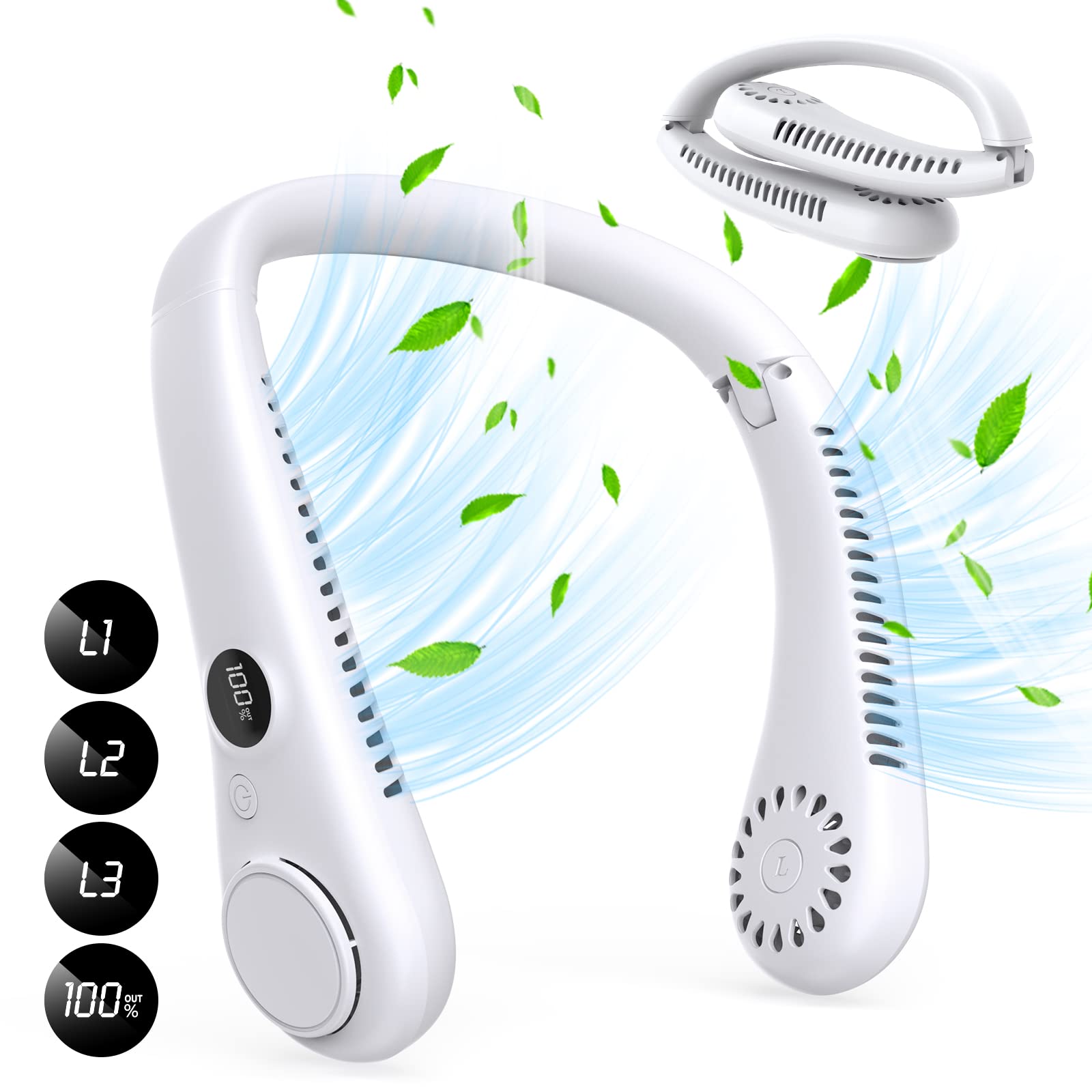 Mua LAESO Foldable Portable Neck Fan - Rechargeable Folding Hands Free ...