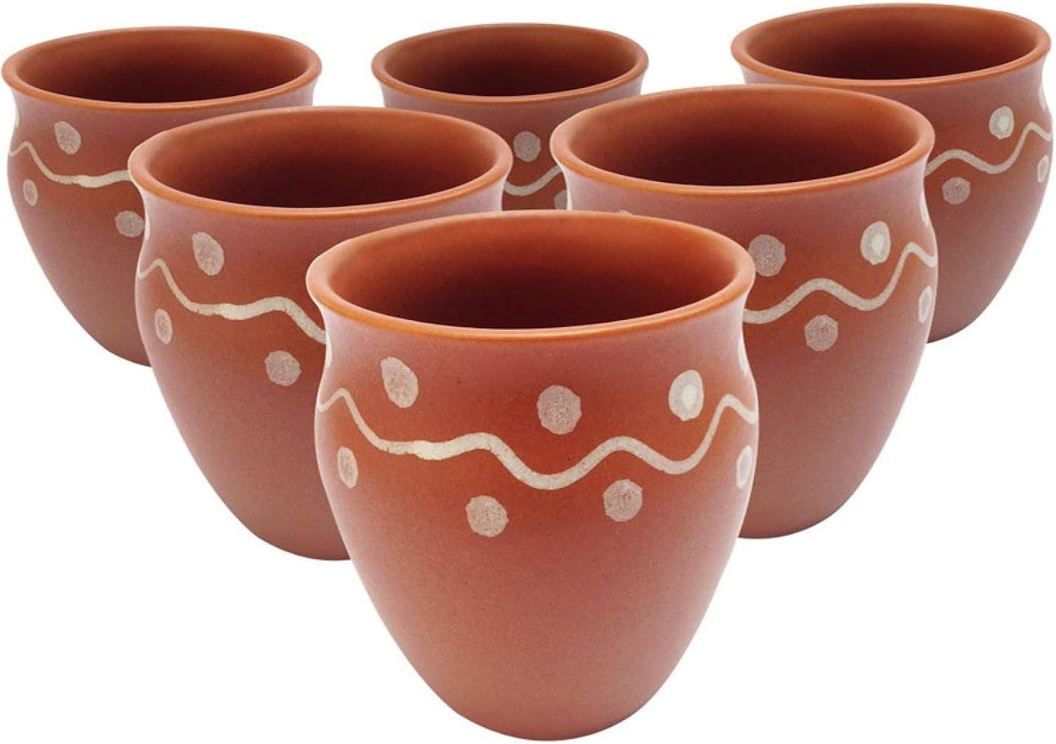 Amazon.com | Creativegifts Ceramic Kulhar Cups Reusable Traditional ...