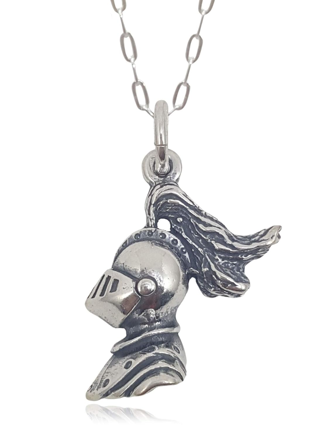Amazon.com: Sterling Silver Knight Helmet Jousting Armor Charm Necklace ...