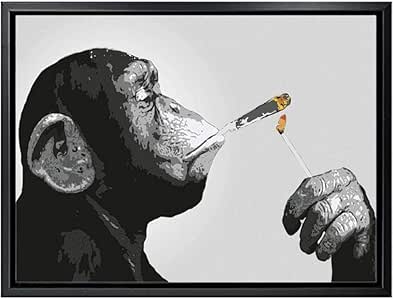 N / A Cuadro en Lienzo de Animales Mono fumando Arte Impresiones de ...