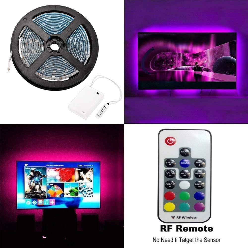 2m RGB LED Strip Lights Battery Powered Flexible RGB LED Strip Lights ...