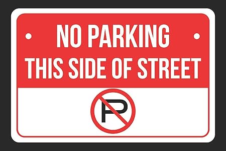 Amazon.com : NO Parking This Side of Street Print Red, White and Black ...