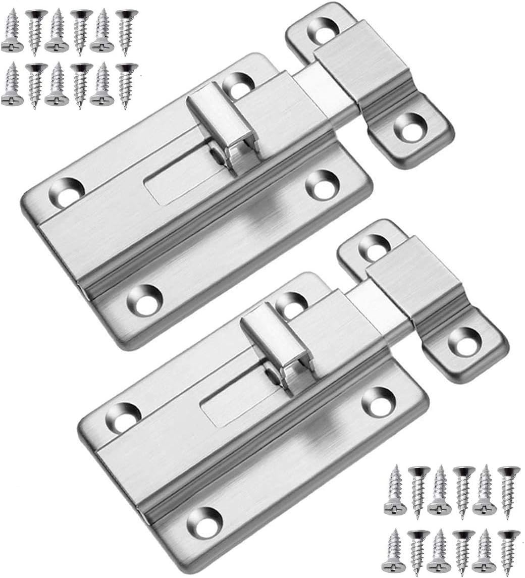 Door Bolts, 2 Pieces Stainless Steel Latch Sliding Door Lock, Surface ...