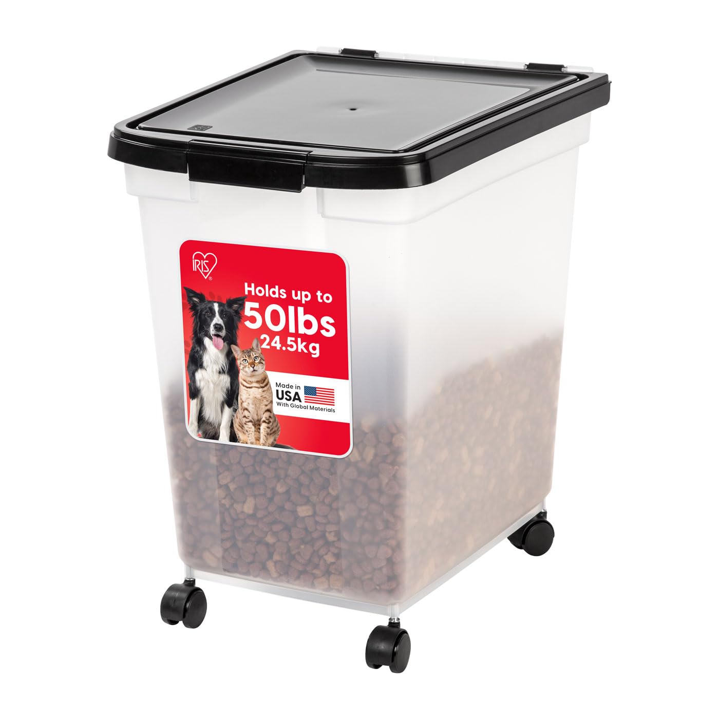 IRIS USA WeatherPro Airtight Dog Food Storage Container, Up to 50 lbs ...