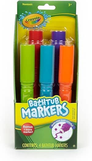 Crayola Bathtub Markers 4 Count With Bonus Extra Marker, Colouring Pens ...